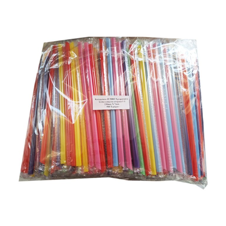 Καλαμάκια JUMBO ΙΣΙΑ Χρωματιστά 230mm - 2x500 Τεμ πλαστικά